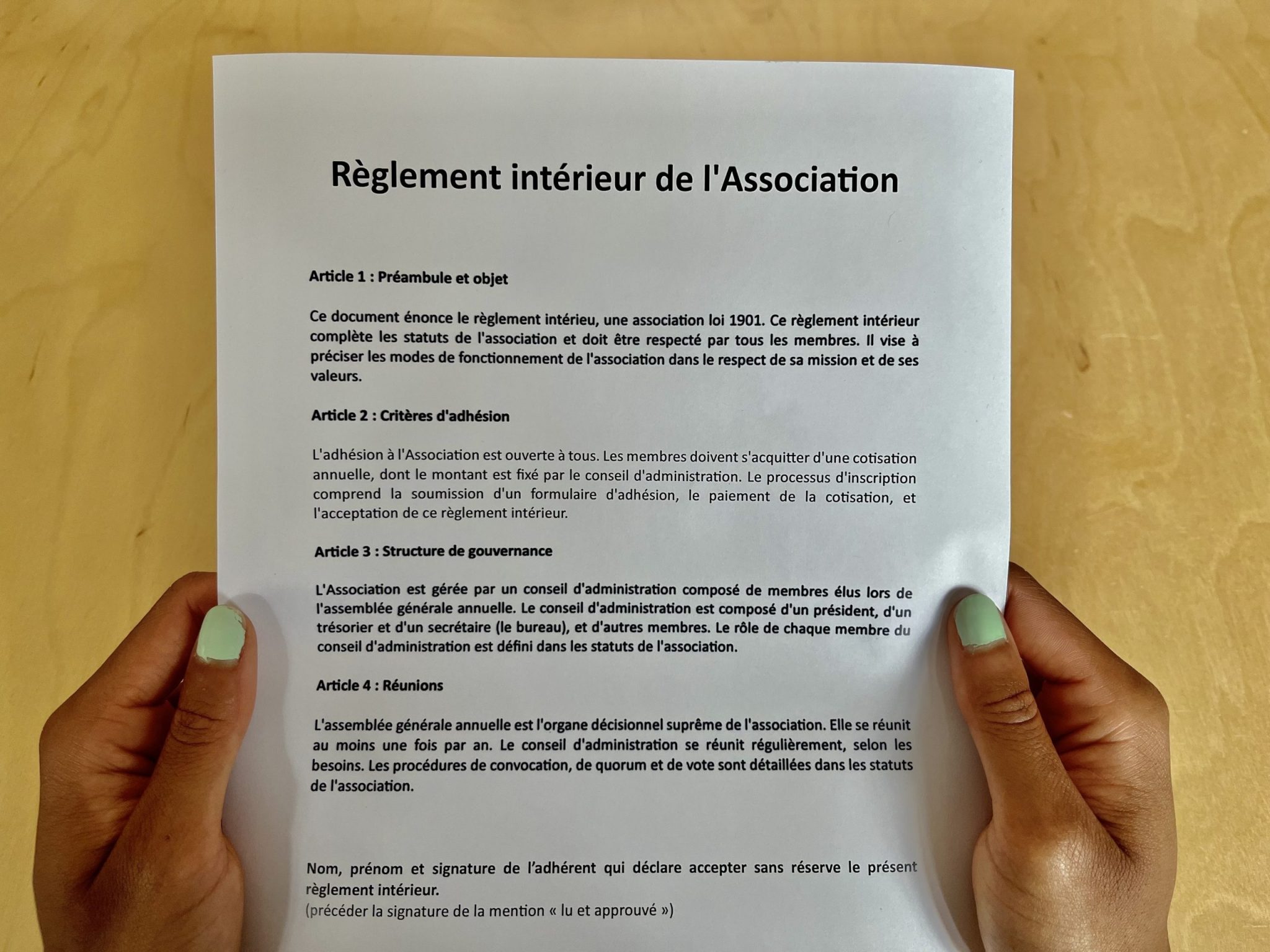 Règlement intérieur d'une association